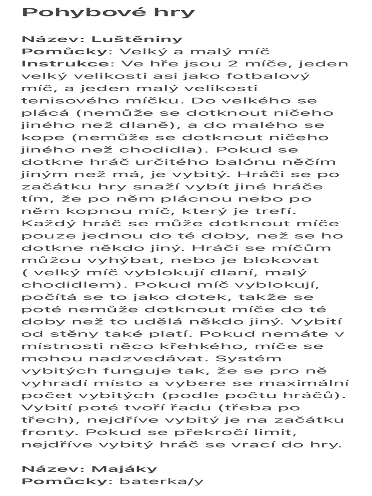 Pohybové Hry | PDF