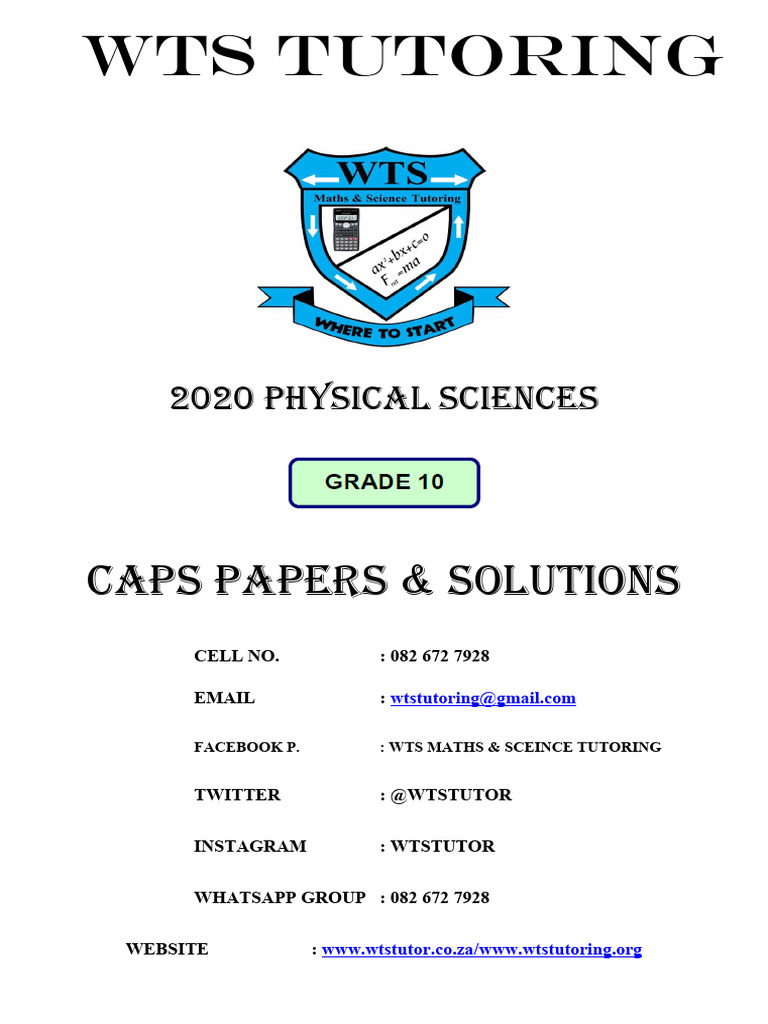 2020 Wts 10 Physical Sciecnces Guide Q S | PDF