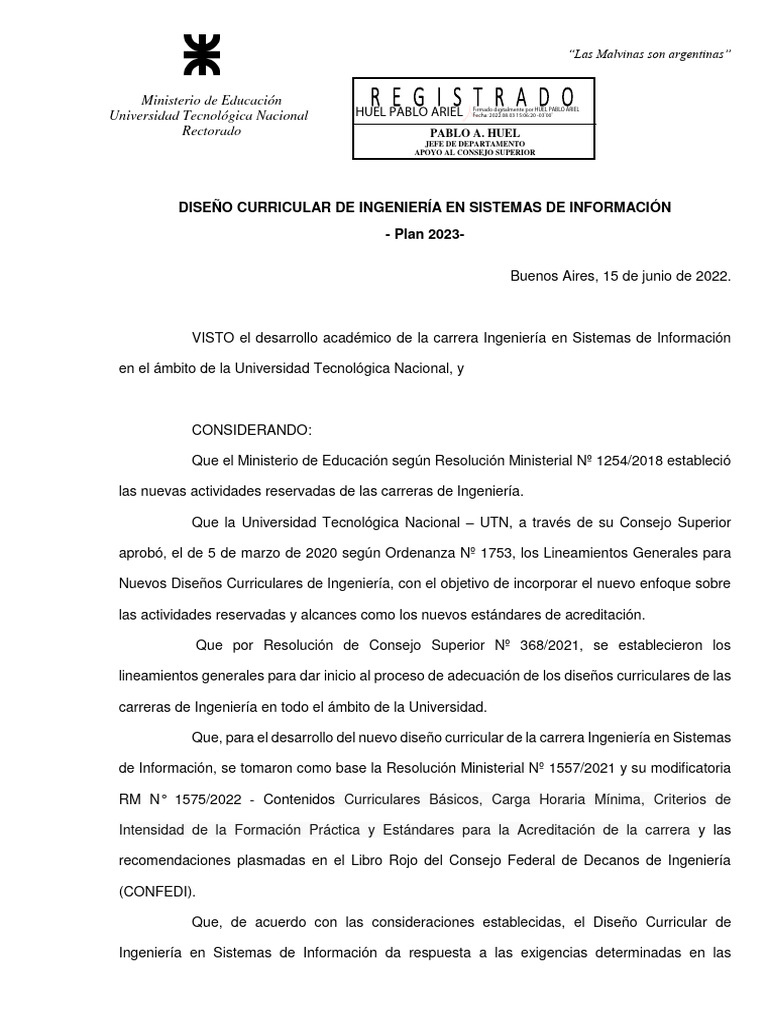 Ministerio de Educación Universidad Tecnológica Nacional Rectorado | PDF | Software | La ...