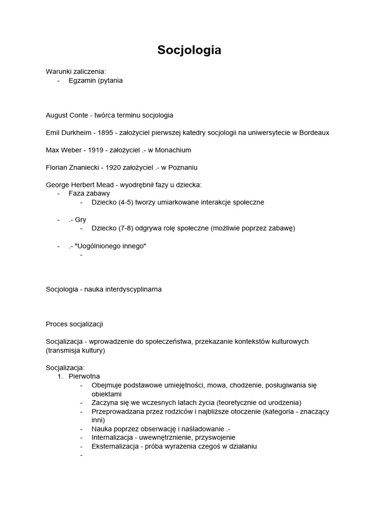 Socjologia Notatki | PDF