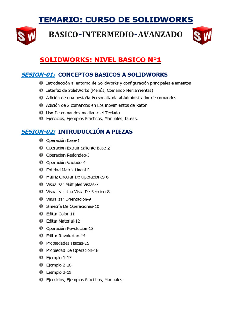 Curso Completo SolidWorks: Básico a Avanzado | PDF