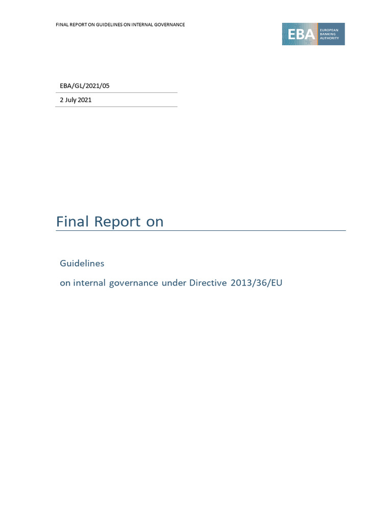 Final Report On Guidelines On Internal Governance Under CRD | PDF ...