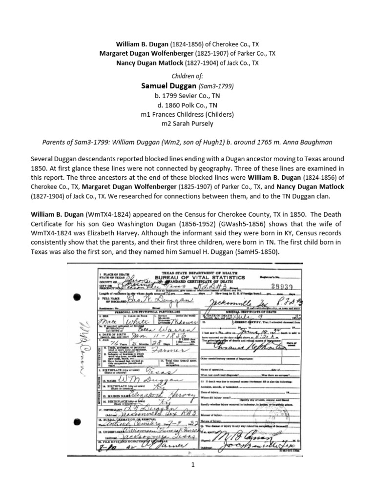 Duggan Family Connections in Texas | PDF