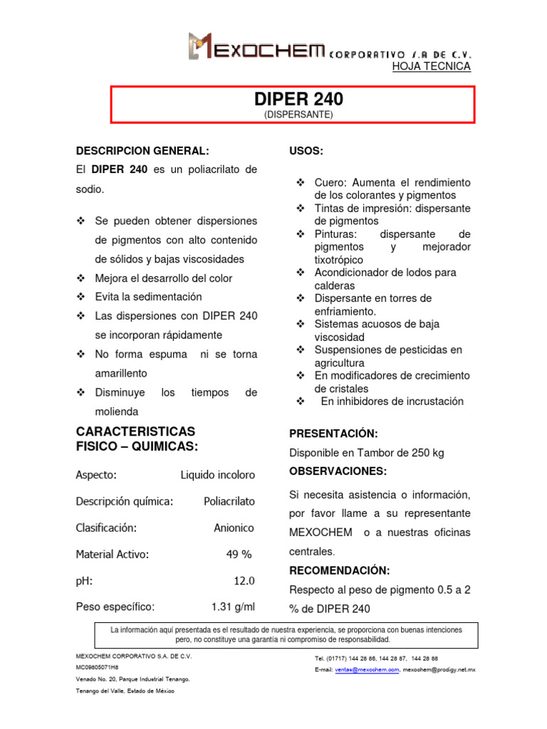 Diper 240 | PDF | Pigmento | Química