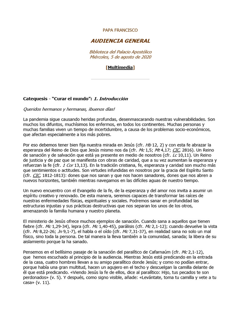 Curar El Mundo - Mons. Lucio | PDF