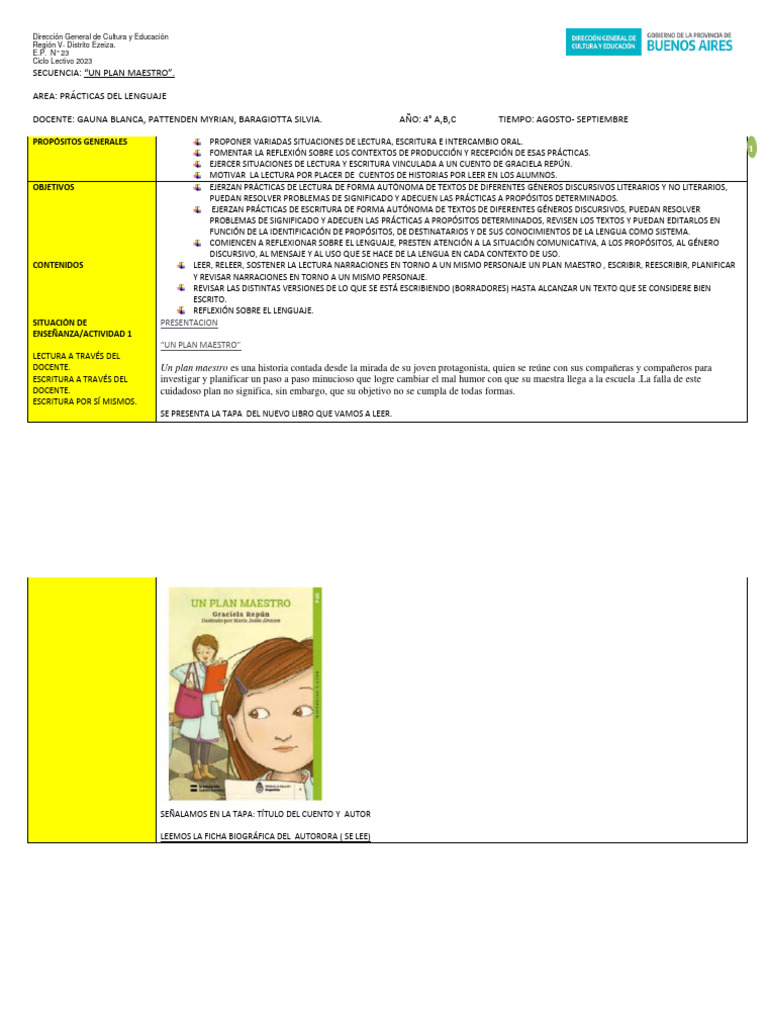 Secuencia Un Plan Maestro 4°año | PDF | Narración | Suspense (Género)