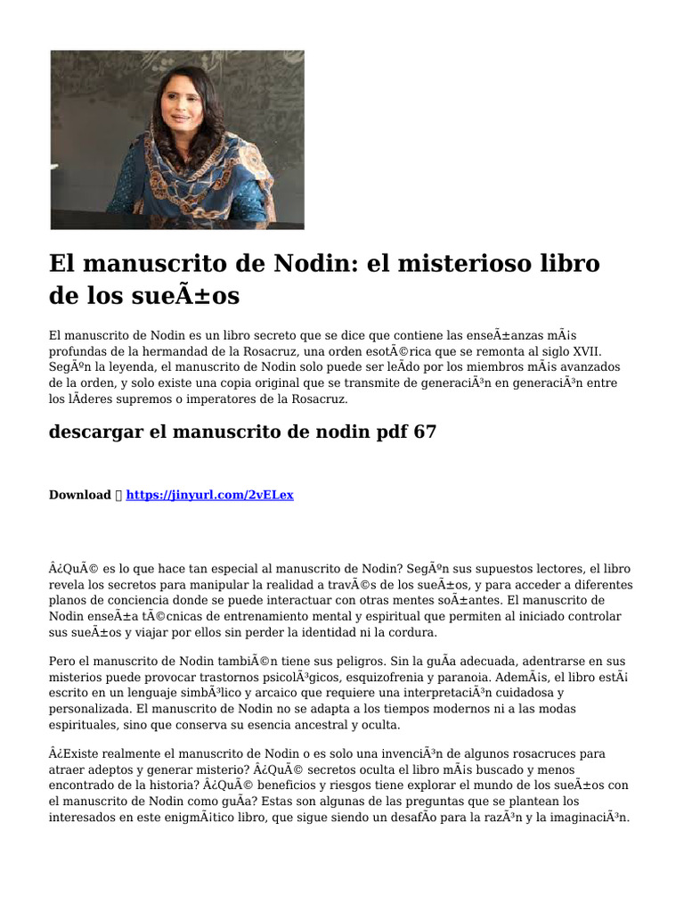 El Manuscrito de Nodin: El Misterioso Libro de Los Sueã Os | PDF