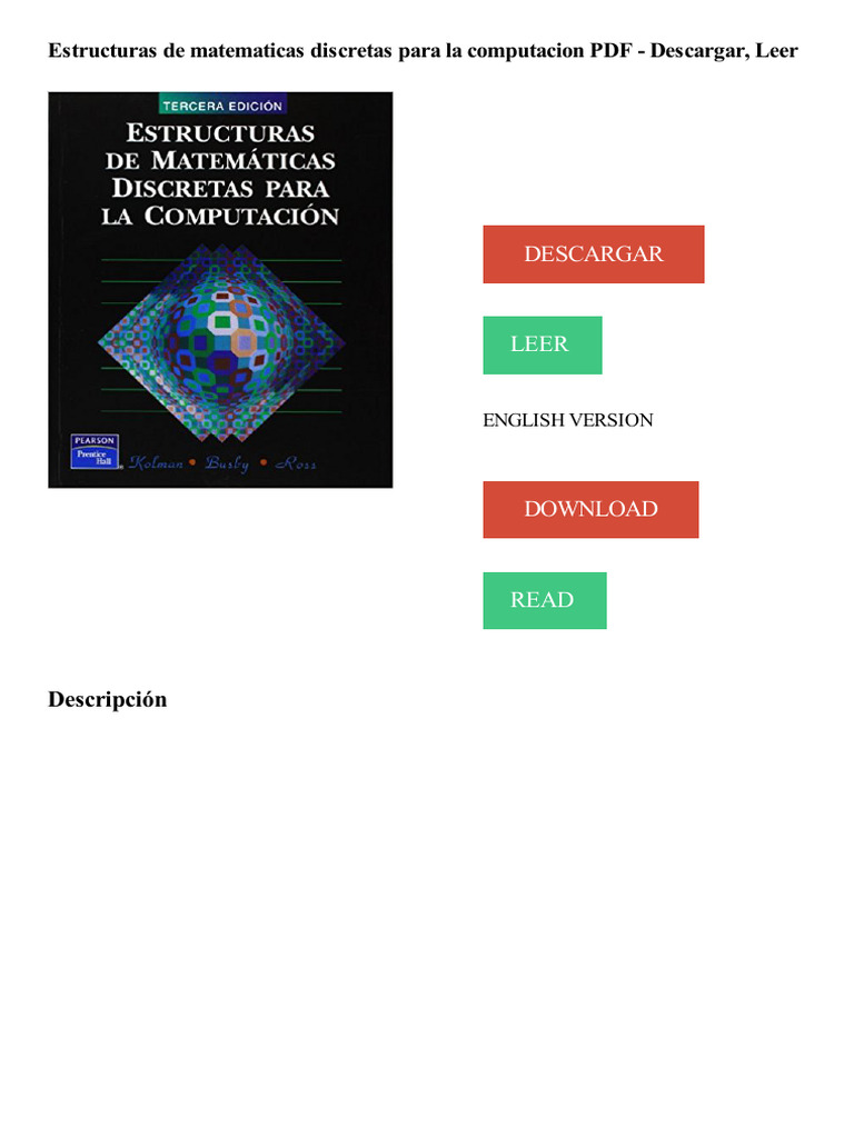 Estructuras de Matematicas Discretas para La Computacion PDF - Descargar, Leer DESCARGAR LEER ...