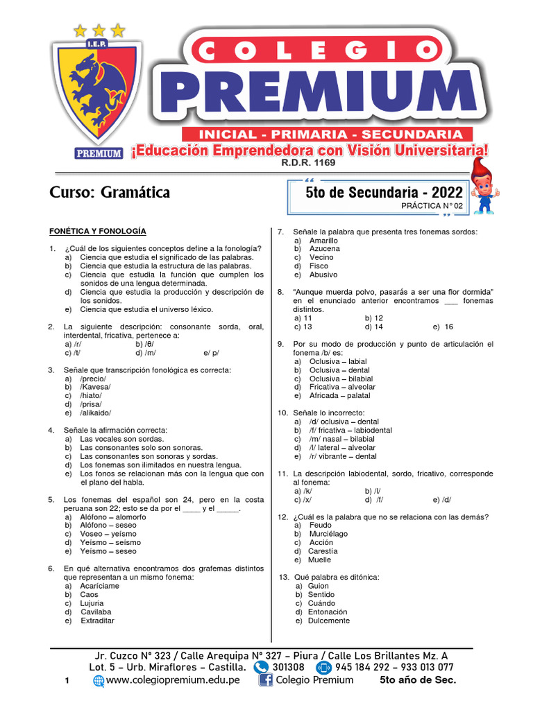 Gramatica-5to-2022-02 Fonetica y Fonologia | PDF