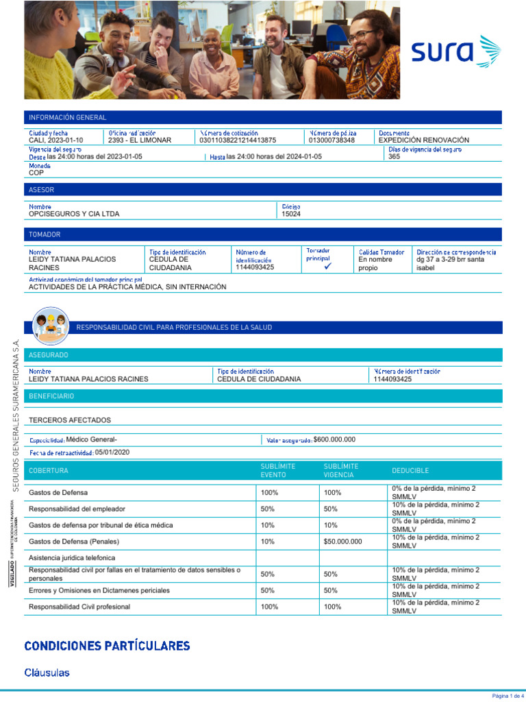 SLIP_CARATULA-03011038221214413875 | PDF | Póliza de seguros | Ley común