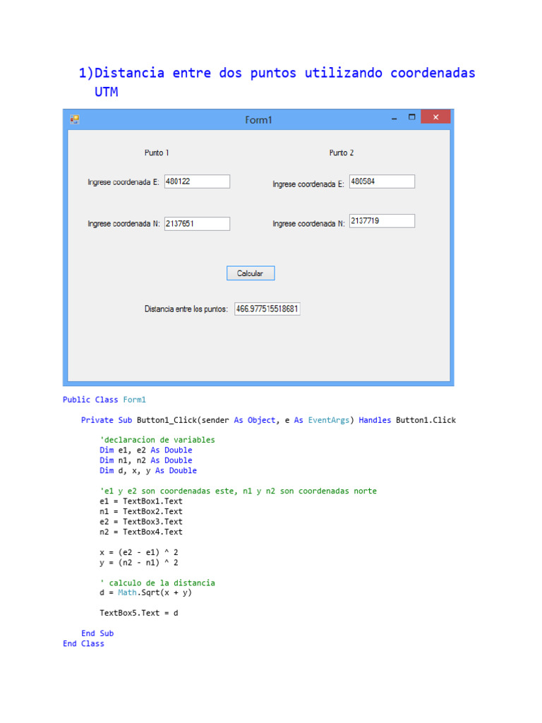Distancia Entre Dos Puntos Utilizando Coordenadas UTM | PDF | Elementary Mathematics | Algebra