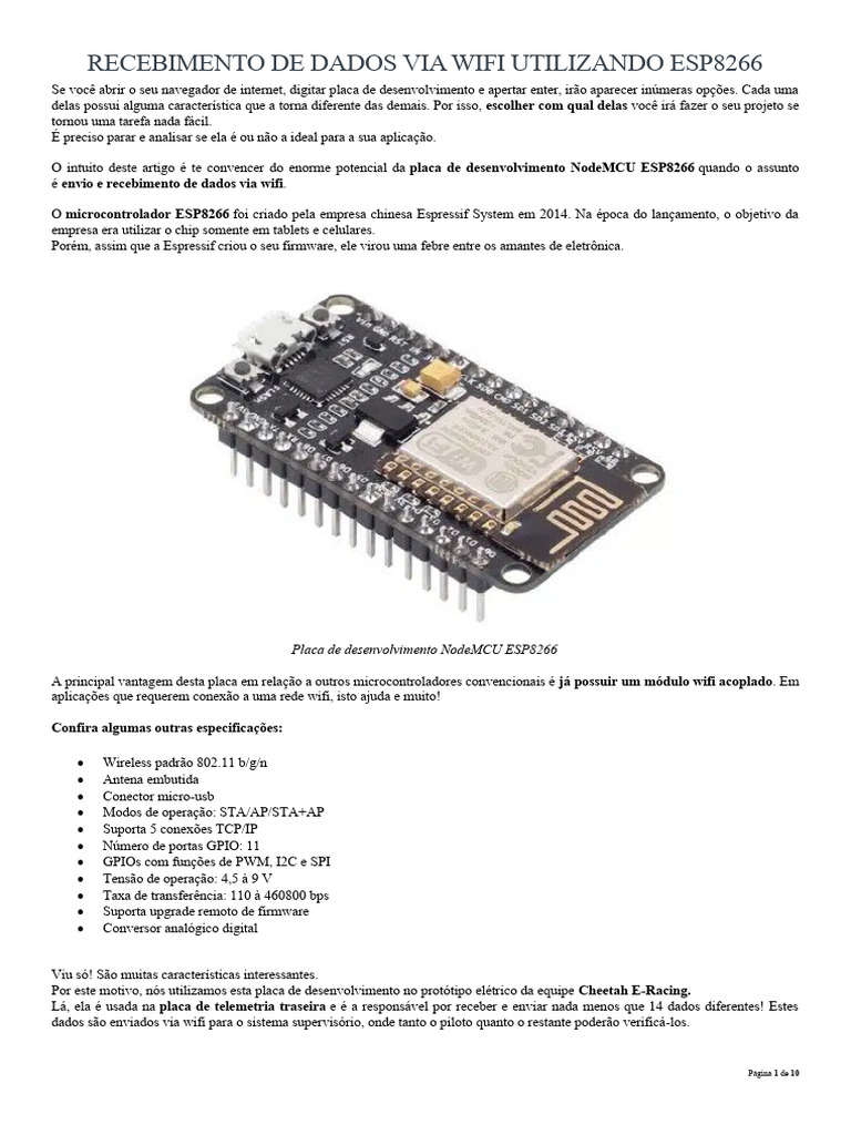 Recebimento de Dados Via WIFI Utilizando ESP8266 | PDF