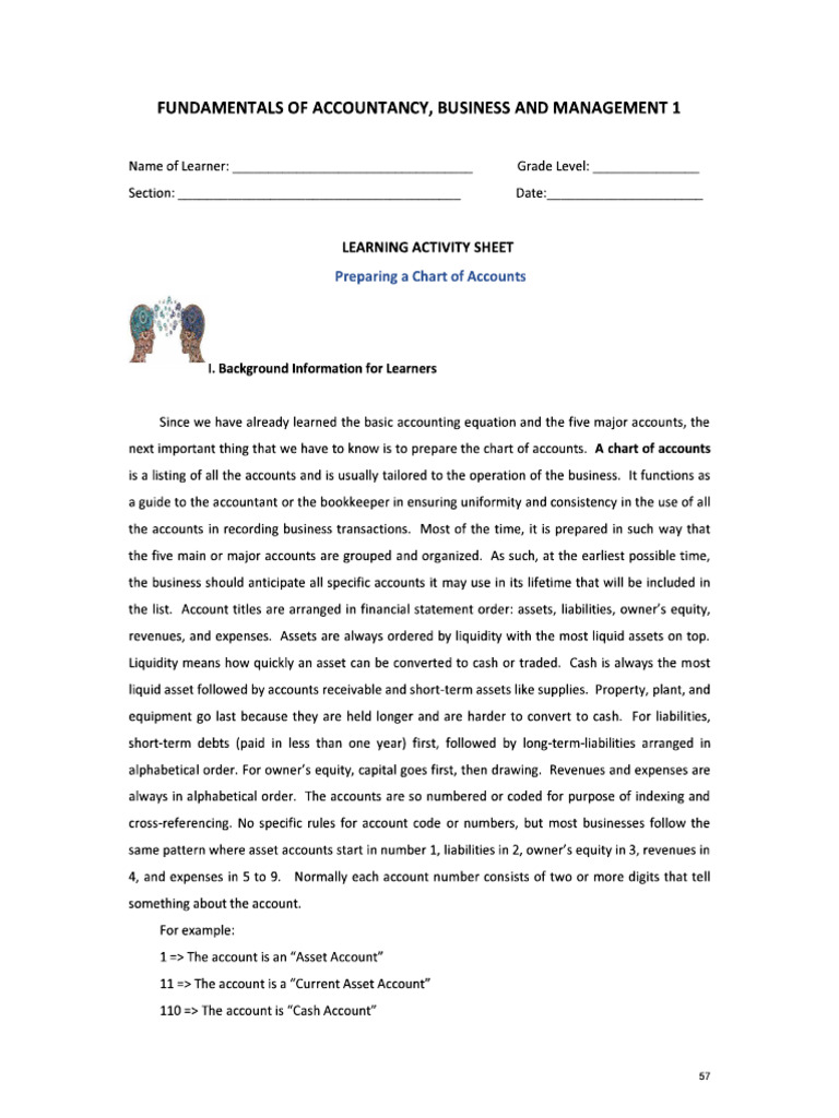 FABM 1 Chart of Account | PDF