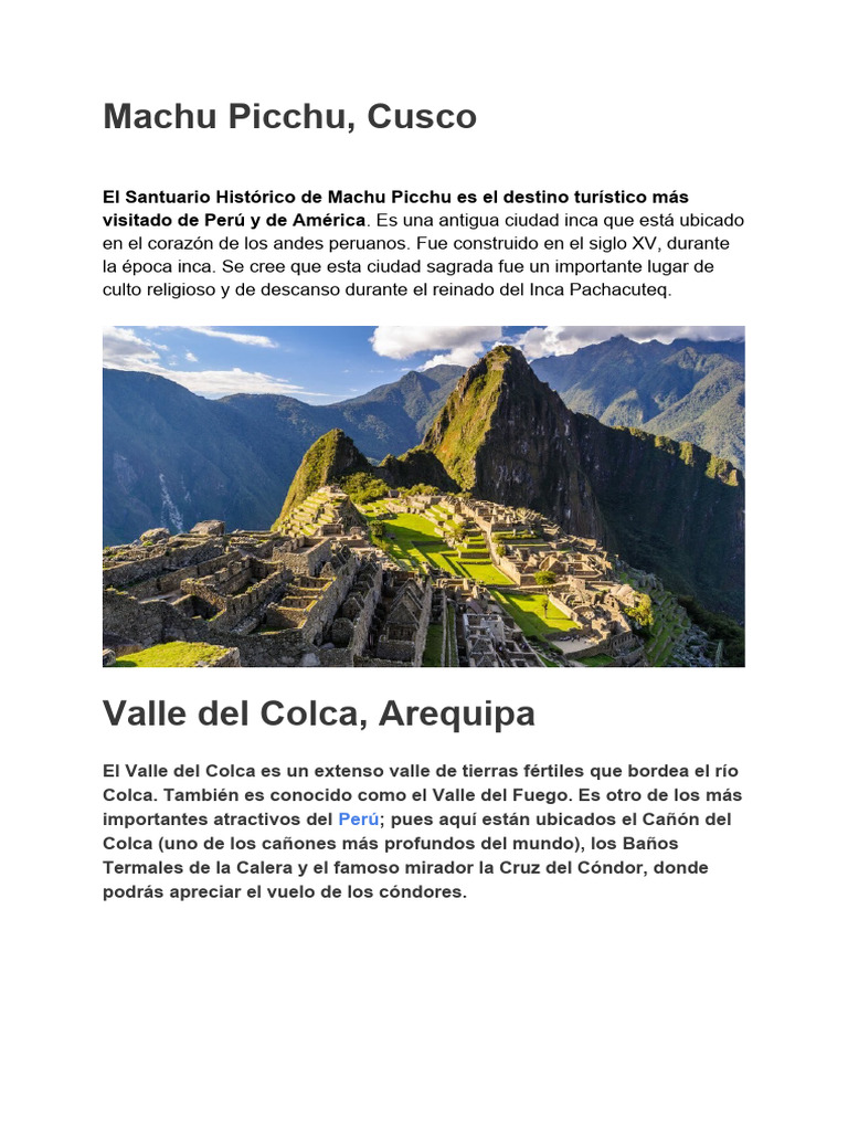Machu Picchu, Cusco | PDF
