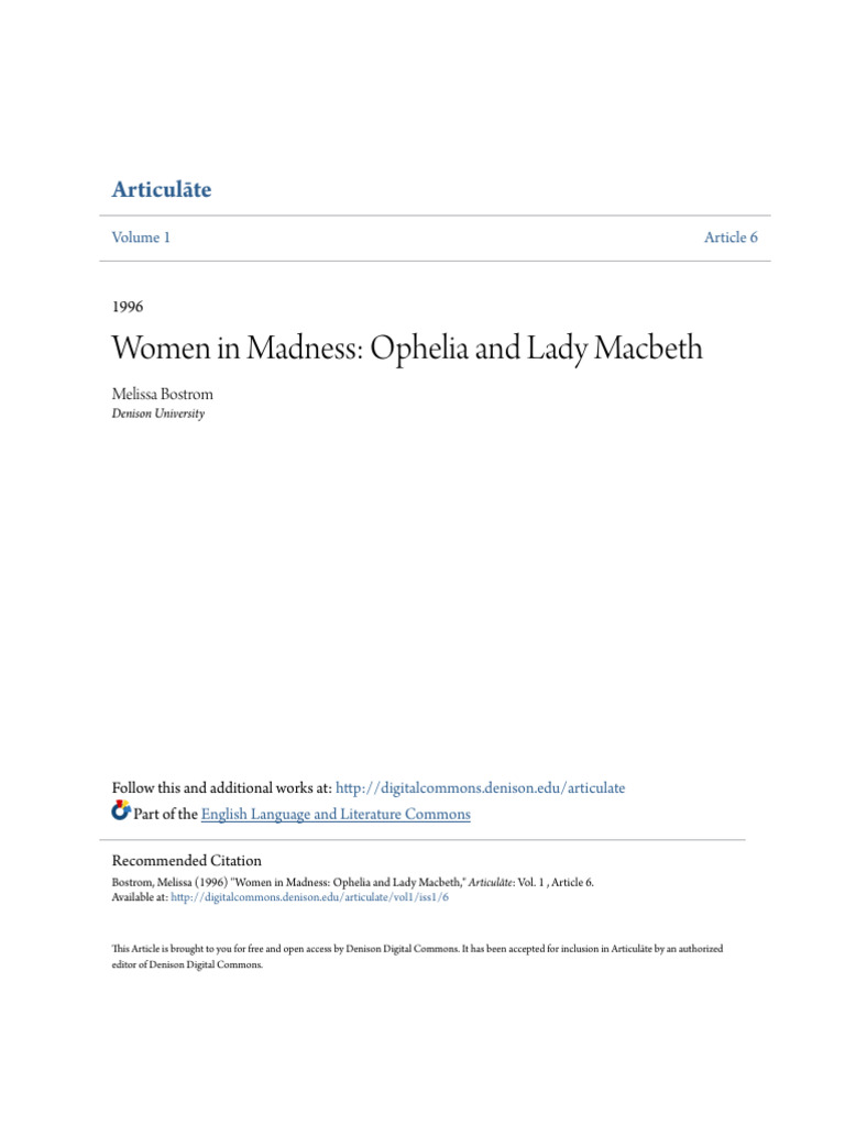 Women in Madness_ Ophelia and Lady Macbeth | PDF | Hamlet | Macbeth