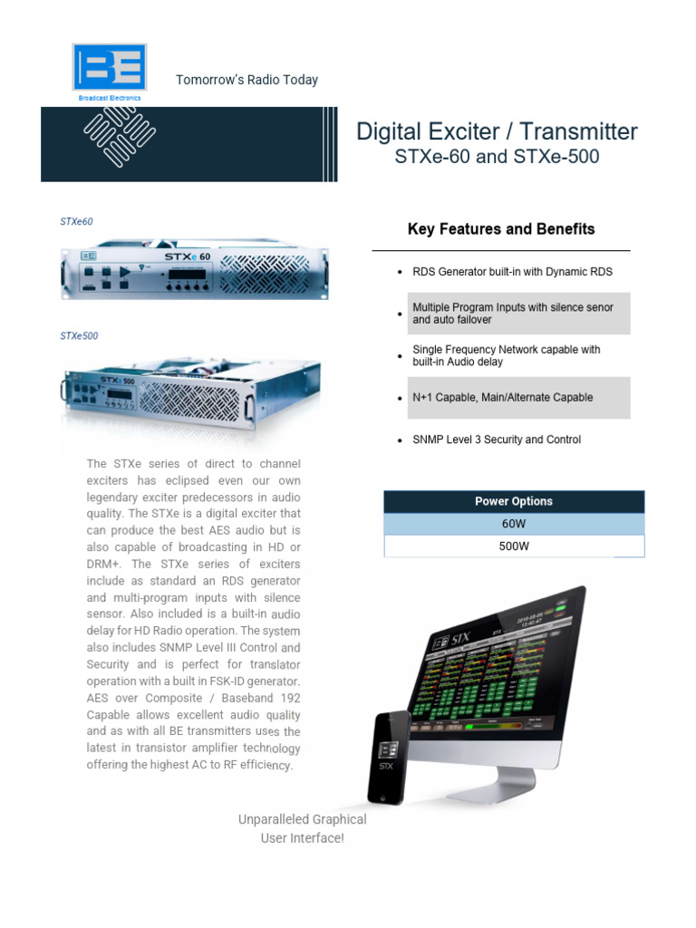 Digital STXe 60 500 Exciter Transmitter Brochure V1.2 | PDF ...