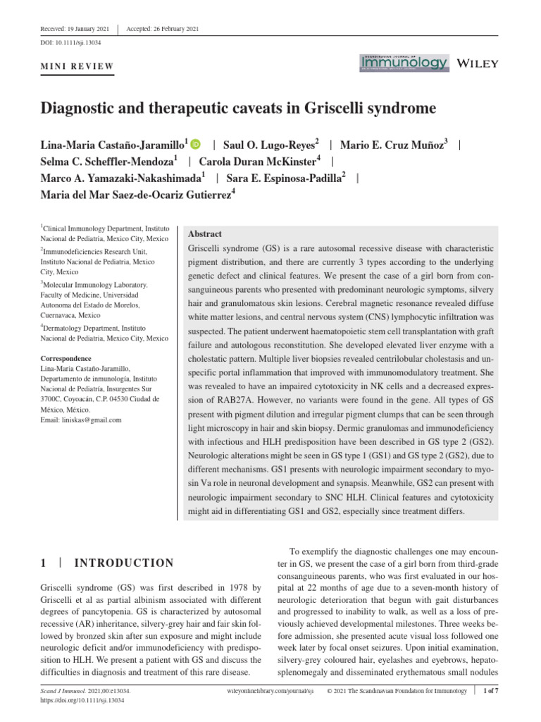 Diagnostic Challenges in Griscelli Syndrome | PDF