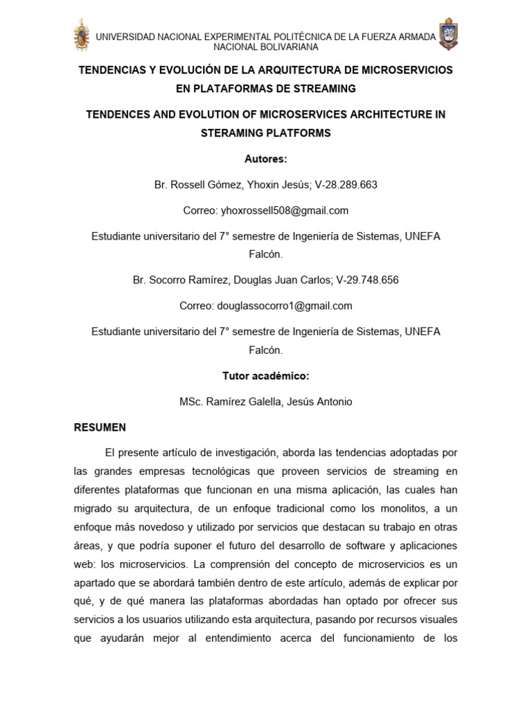 Arquitectura de Microservicios - Artículo Científico (Yhoxin Rossell ...