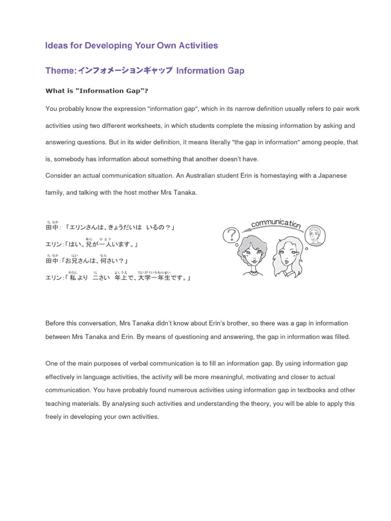 Developing Your Own Activities Information Gap | PDF | Information ...