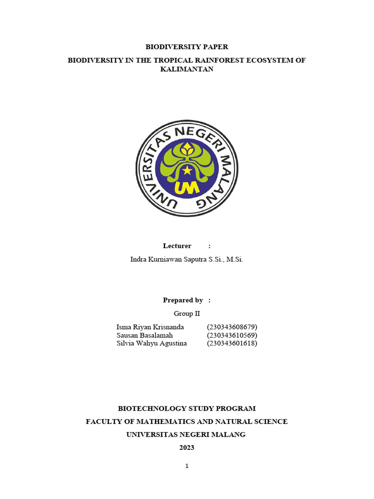 BIODIVERSITY PAPER Group 2 | PDF