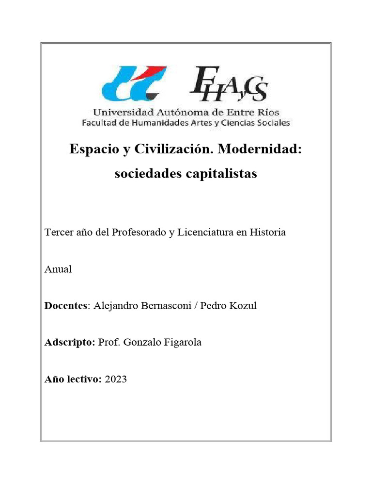 PROGRAMA 2023 - Espacio y Civ. IV | PDF
