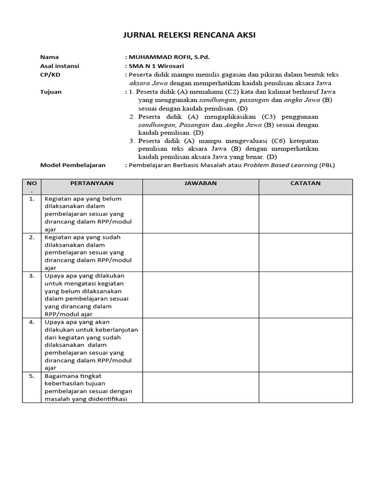 Jurnal Refleksi | PDF