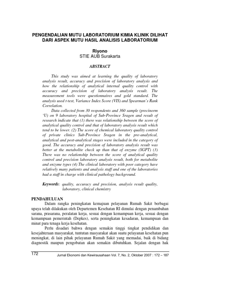 PENGENDALIAN_MUTU_LABORATORIUM_KIMIA_KLI | PDF | Evaluation Methods ...