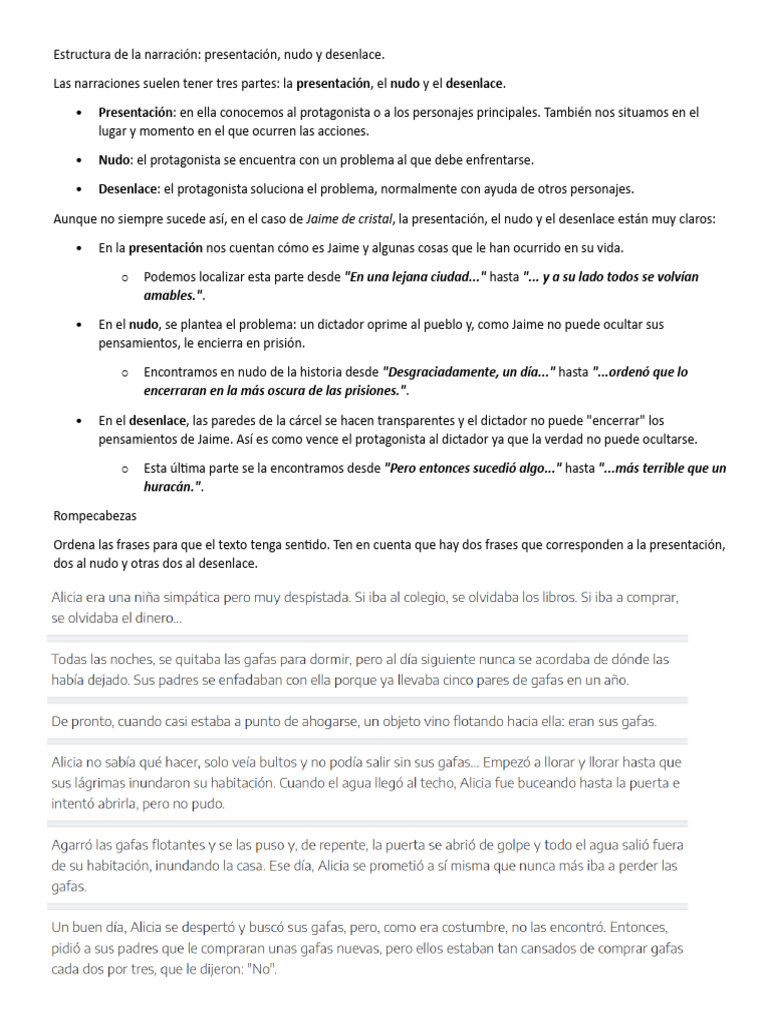 Ejercicios para Repasar Los Textos Narrativos | PDF