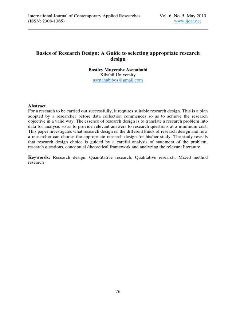 Basics of Research Design A Guide To Selecting Appropriate Research ...