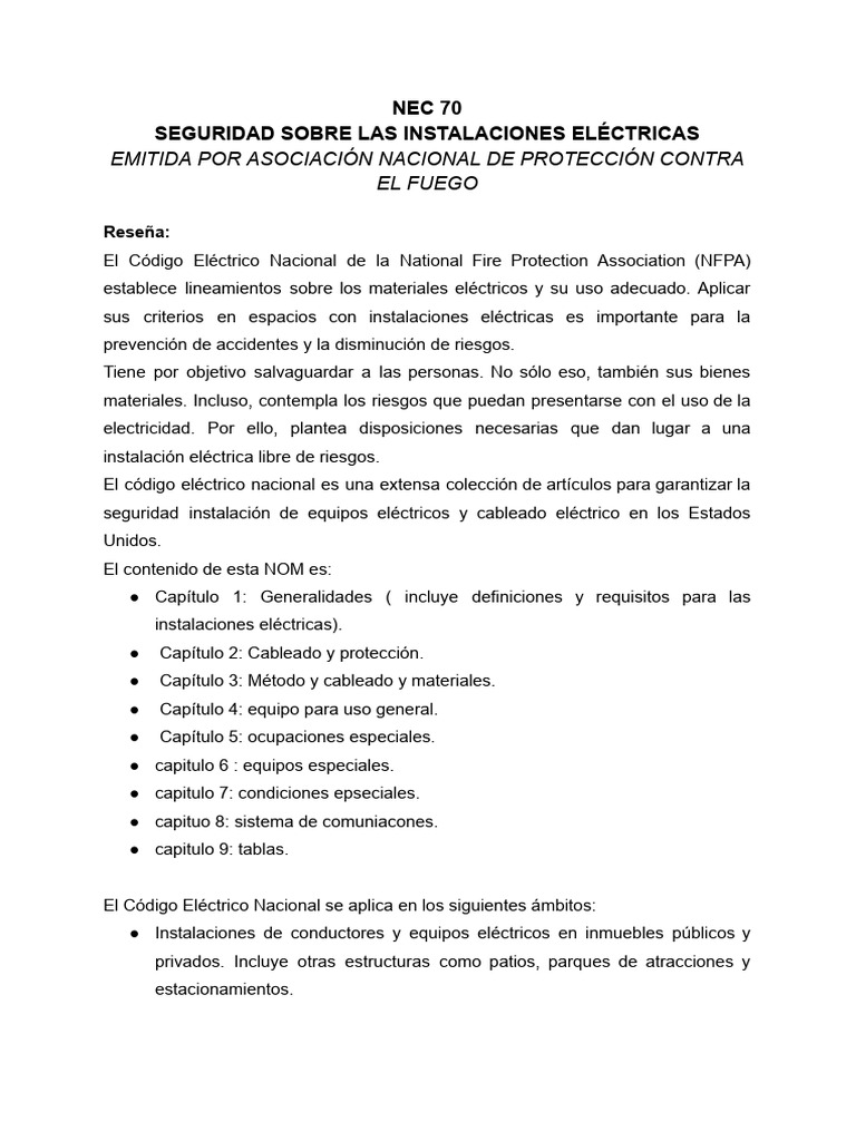 Nec 70 | PDF | Ingenieria Eléctrica | Cableado eléctrico