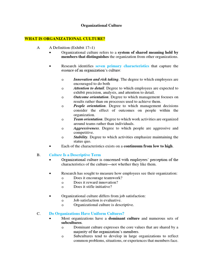 Unit 4 - Organizational Culture | PDF