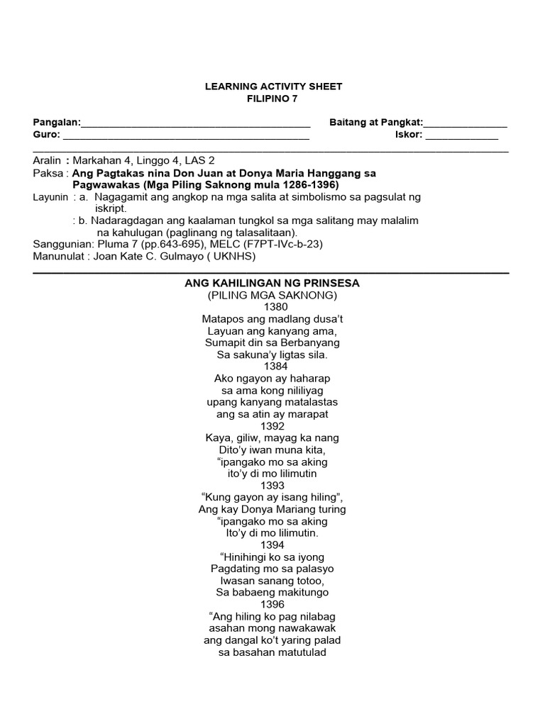 Filipino 7-LAS 2-Linggo 4 | PDF