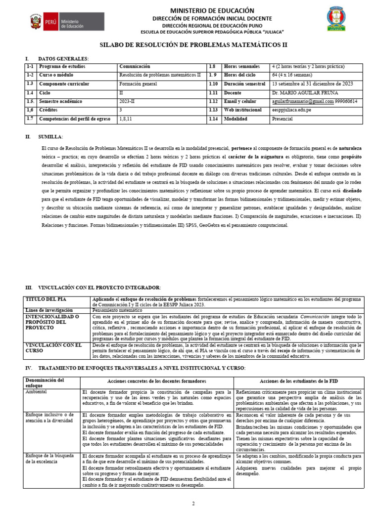 Silabo de Matematica | PDF
