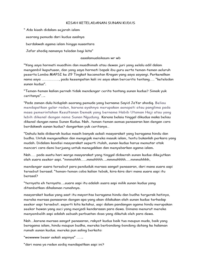 Kisah Keteladanan Sunan Kudus | PDF | Agama & Spiritualitas