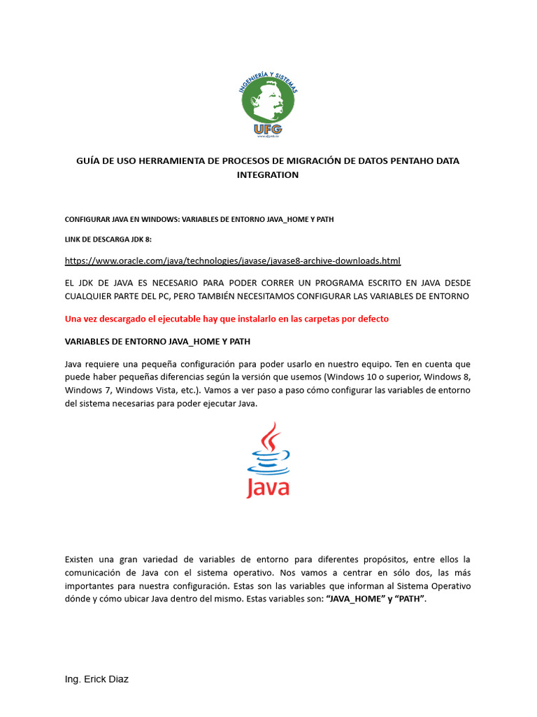 CONF Variable de Entorno JAVA para Pentaho | PDF | Java (lenguaje de ...