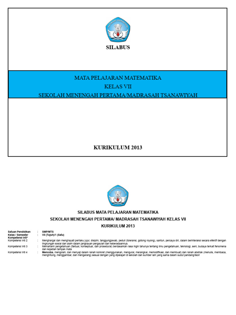 Silabus Mat 7 SMP | PDF