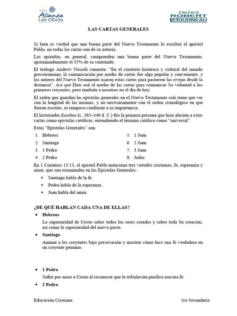 Epístolas Generales del Nuevo Testamento | PDF