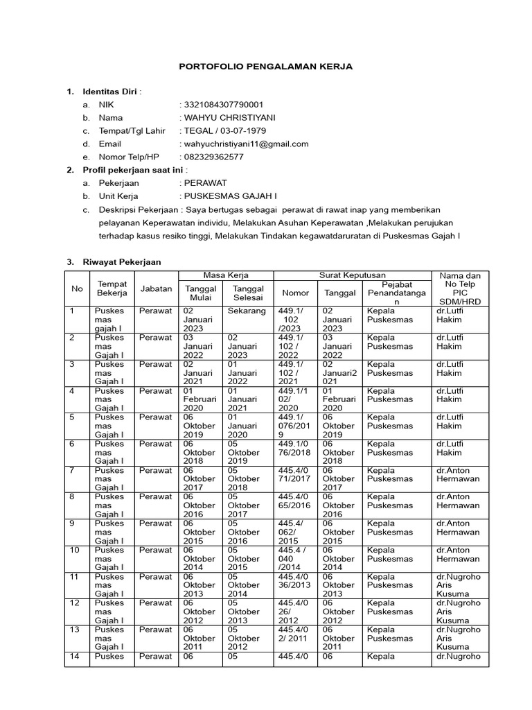 Pengalam Kerja Kris | PDF