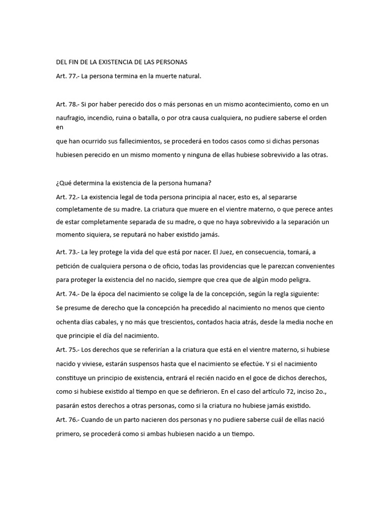 Del Fin de La Existencia de Las Personas | PDF