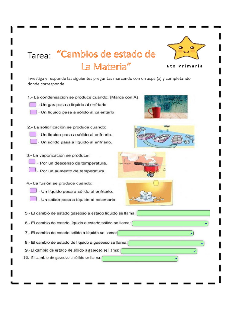6to prim_TAREA Cambios en el estado de la materia_CTA.12.09 | PDF