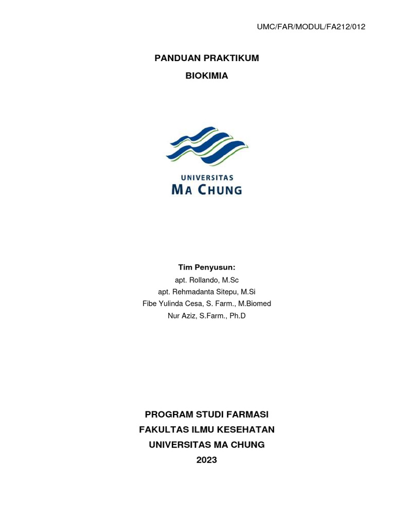 Modul Praktikum Biokimia 2023 | PDF