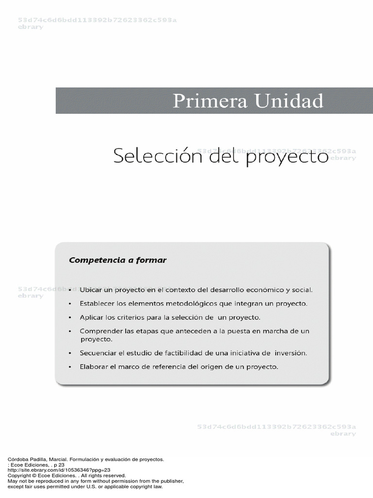 Formulación y Evaluación de Proyectos m Córdoba (1 Unidad Selección Del Proyecto) | PDF