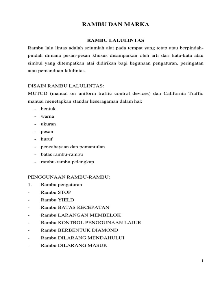 Rambu Dan Marka | PDF