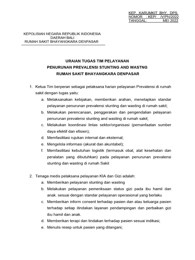 Lampiran Uraian Tugas Stunting & Wasting | PDF