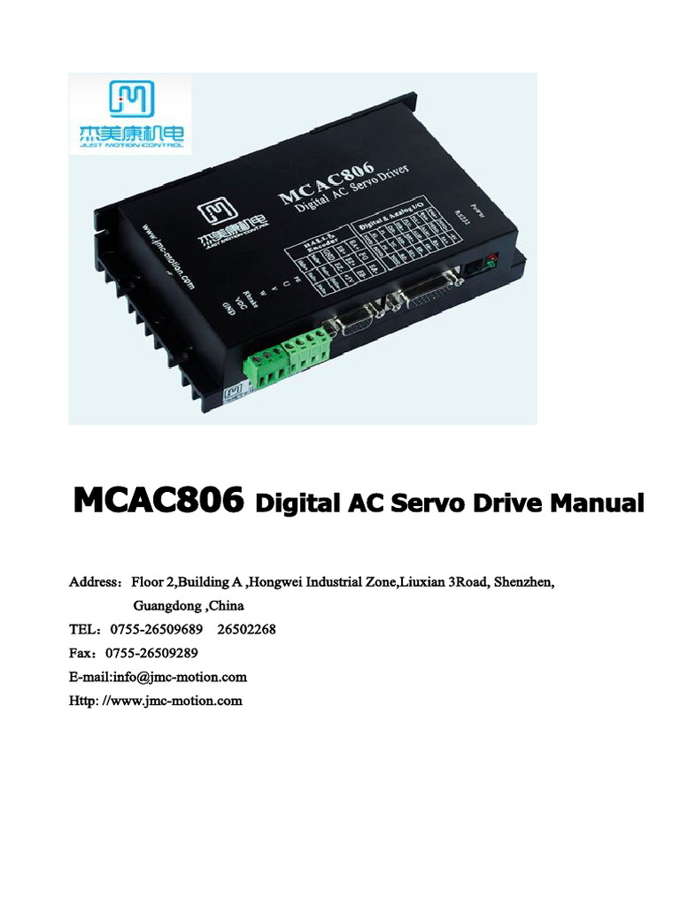 Mcac806 Servo | PDF | Servomechanism | Parameter (Computer Programming)