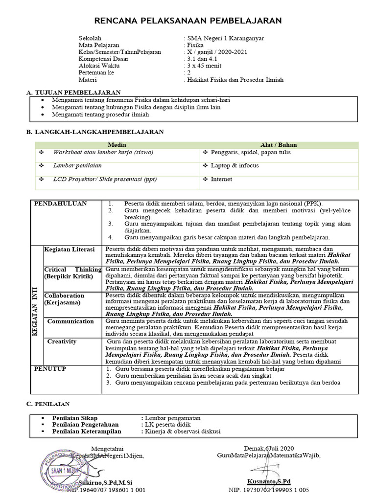 RPP - Hakikat Fisika - Konservasi Air | PDF