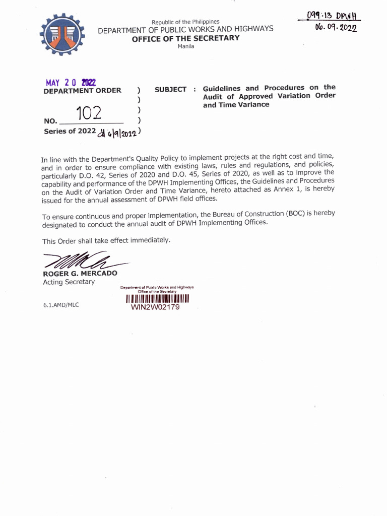 DO - 102 - s2022 (Audit of VO and Time Variance) | PDF