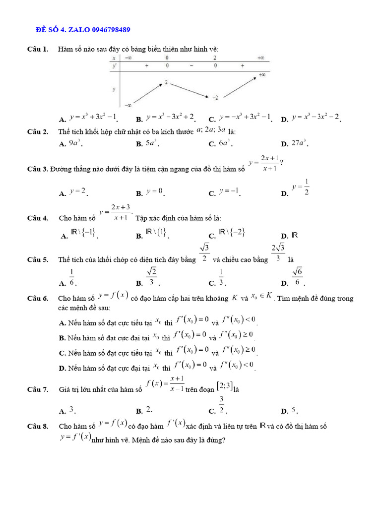 Kt-ghk1-Toan 12 (Full TN) | PDF