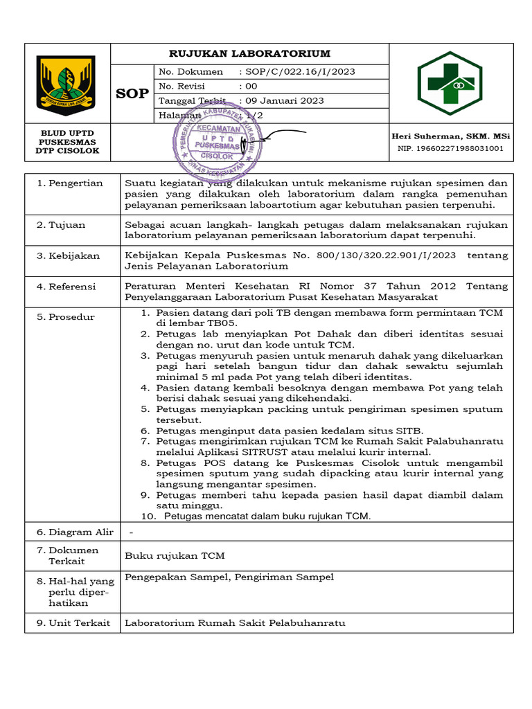 Prosedur Rujukan Spesimen TCM | PDF
