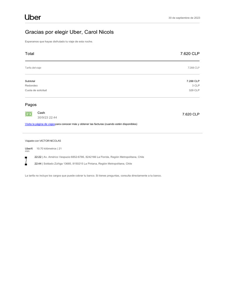 Comprobante Uber | PDF